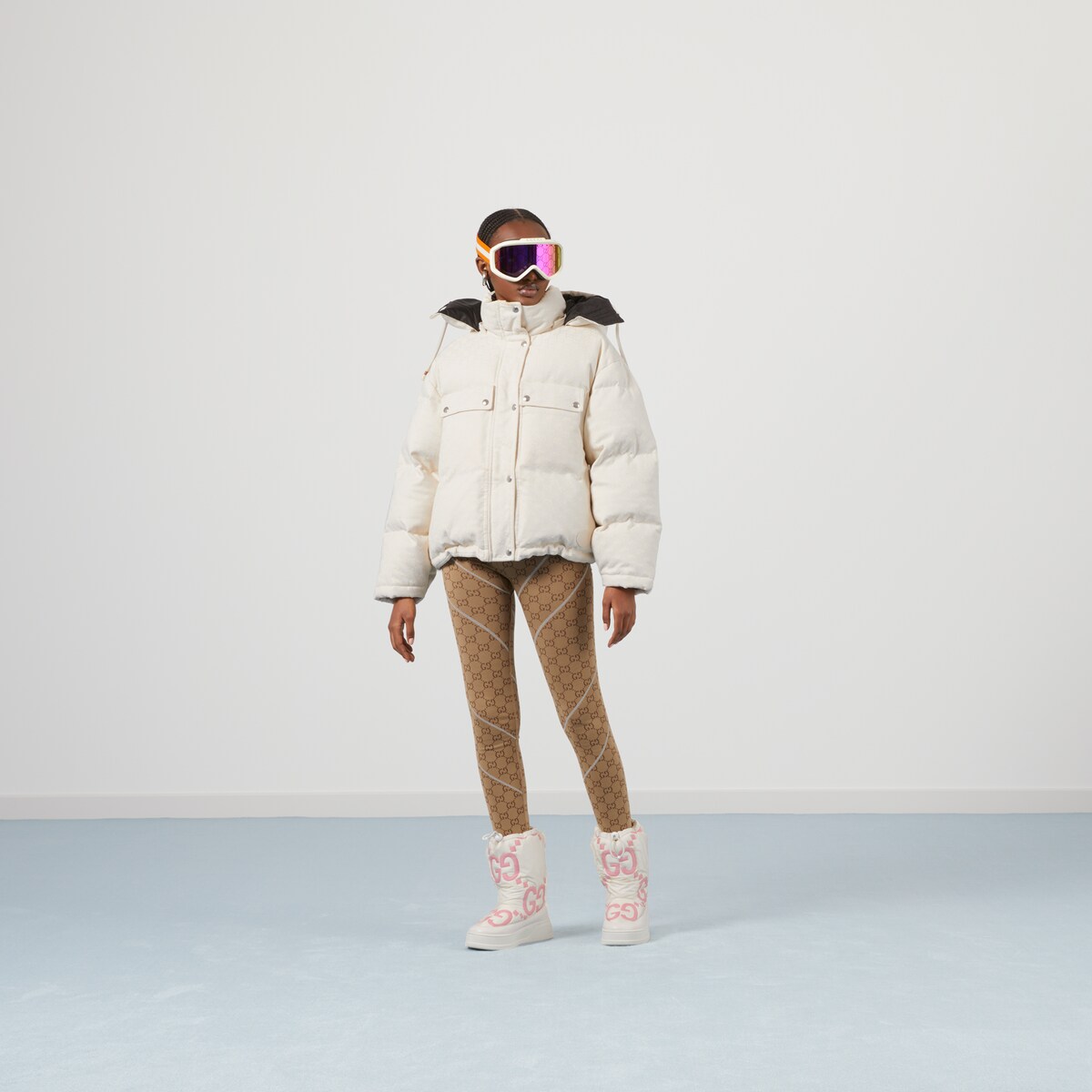 GG cotton canvas puffer jacket in off white | GUCCI® US
