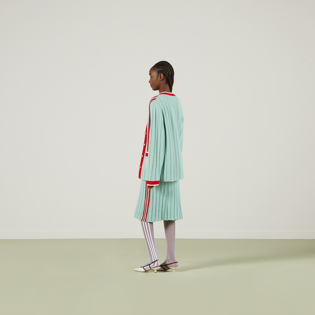 adidas x Gucci rib stitch skirt in light turquoise and red | GUCCI ...