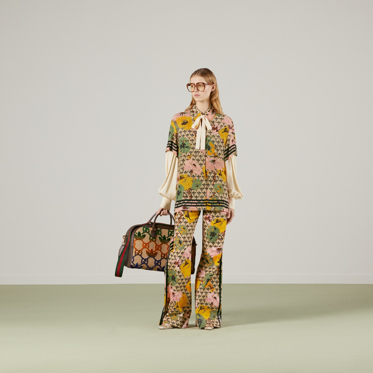 adidas x Gucci GG Trefoil poppies shirt in yellow | GUCCI® US