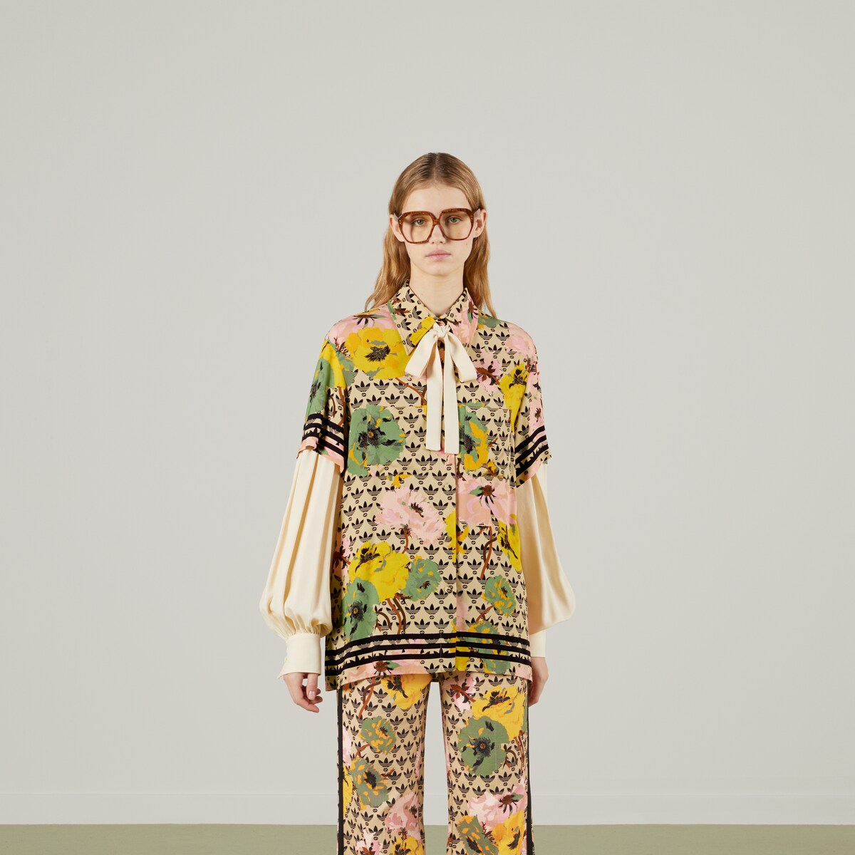 adidas x Gucci GG Trefoil poppies shirt in yellow | GUCCI® US