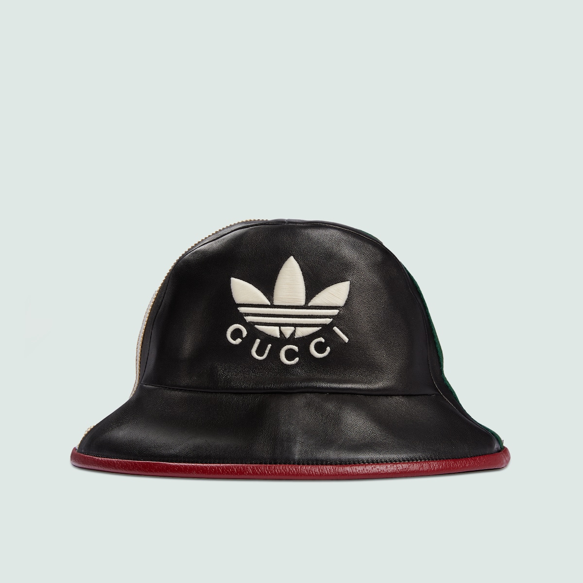adidas x Gucci leather fedora hat in black and red | GUCCI® SG
