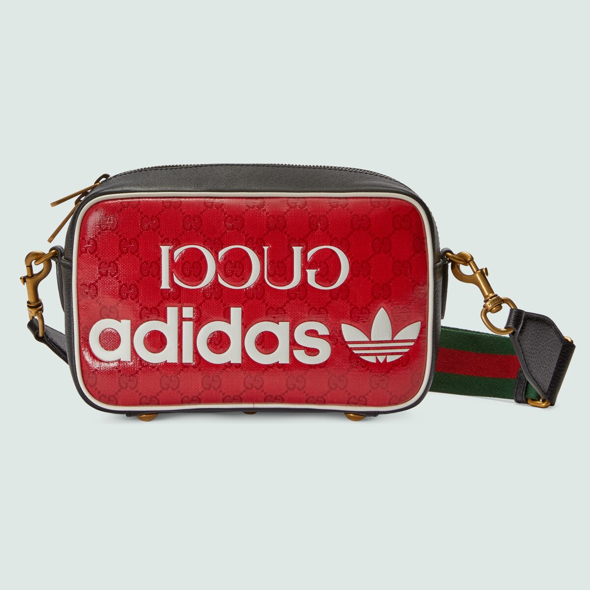 adidas x Gucci small shoulder bag in red and off white Crystal canvas ...