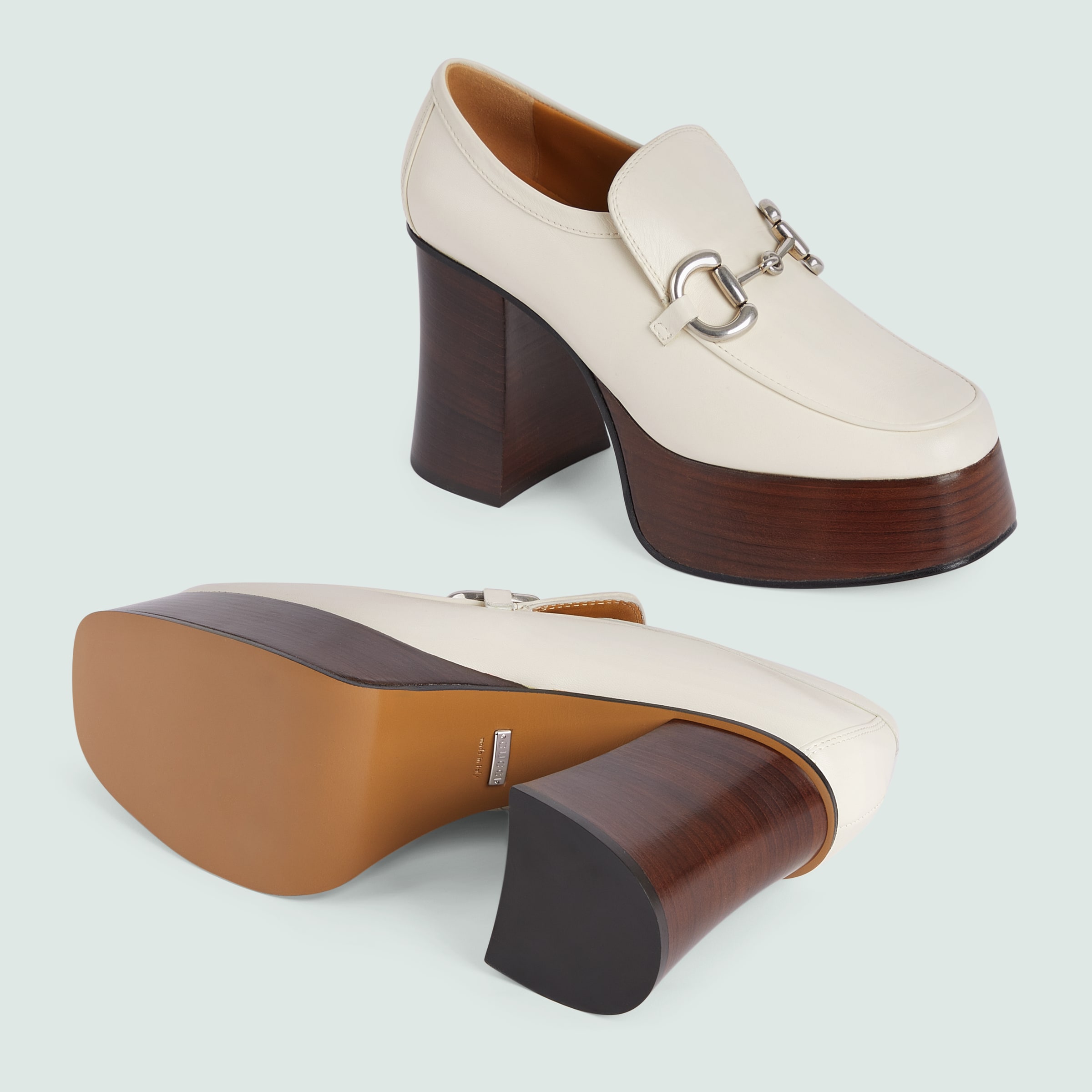 Damenloafer mit Plateau und Horsebit in weißes Leder | GUCCI® CH