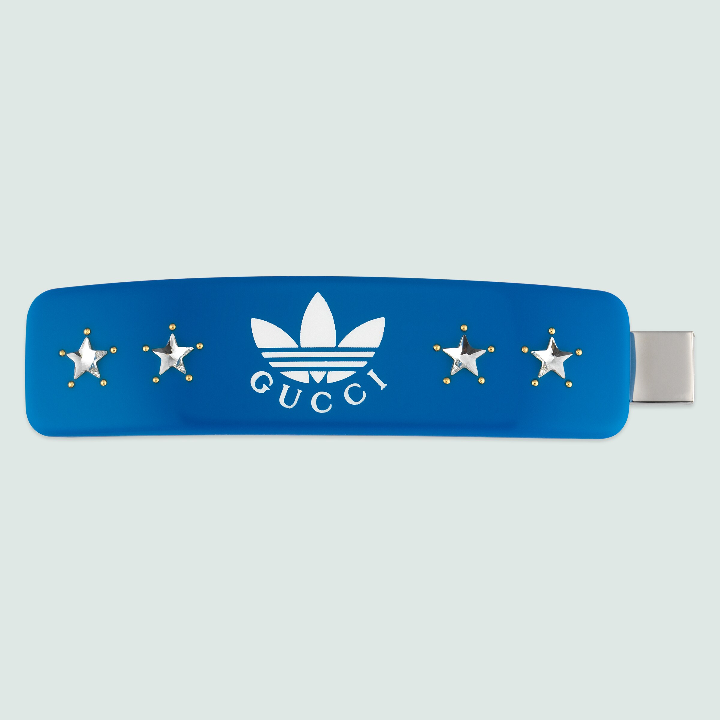 adidas x Gucci hair slide with stars in blue resin | GUCCI® US