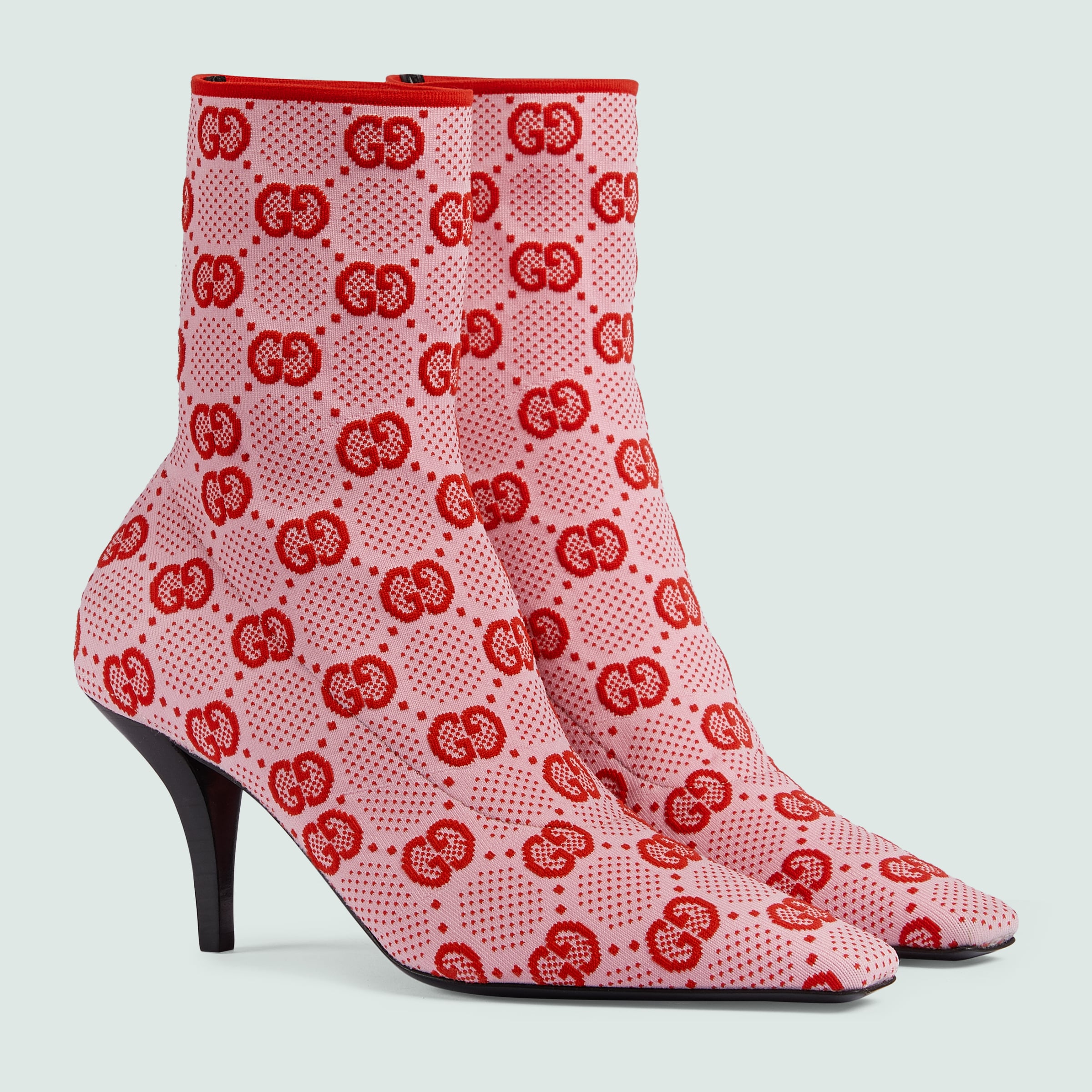 Women's GG knit ankle boots in pink and red | GUCCI® Australia