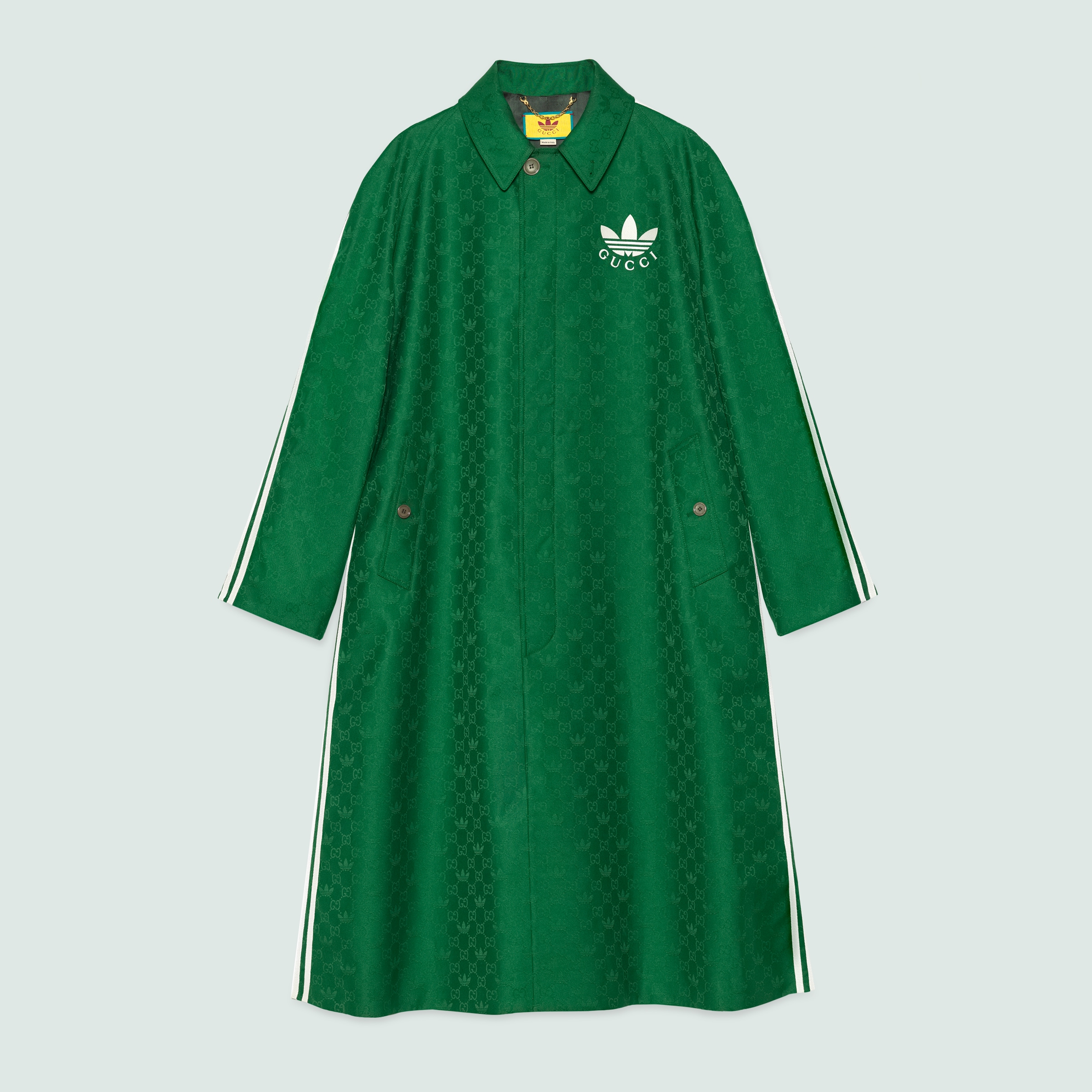 adidas x Gucci联名系列GG Trefoil提花大衣 in绿色 | GUCCI® UK