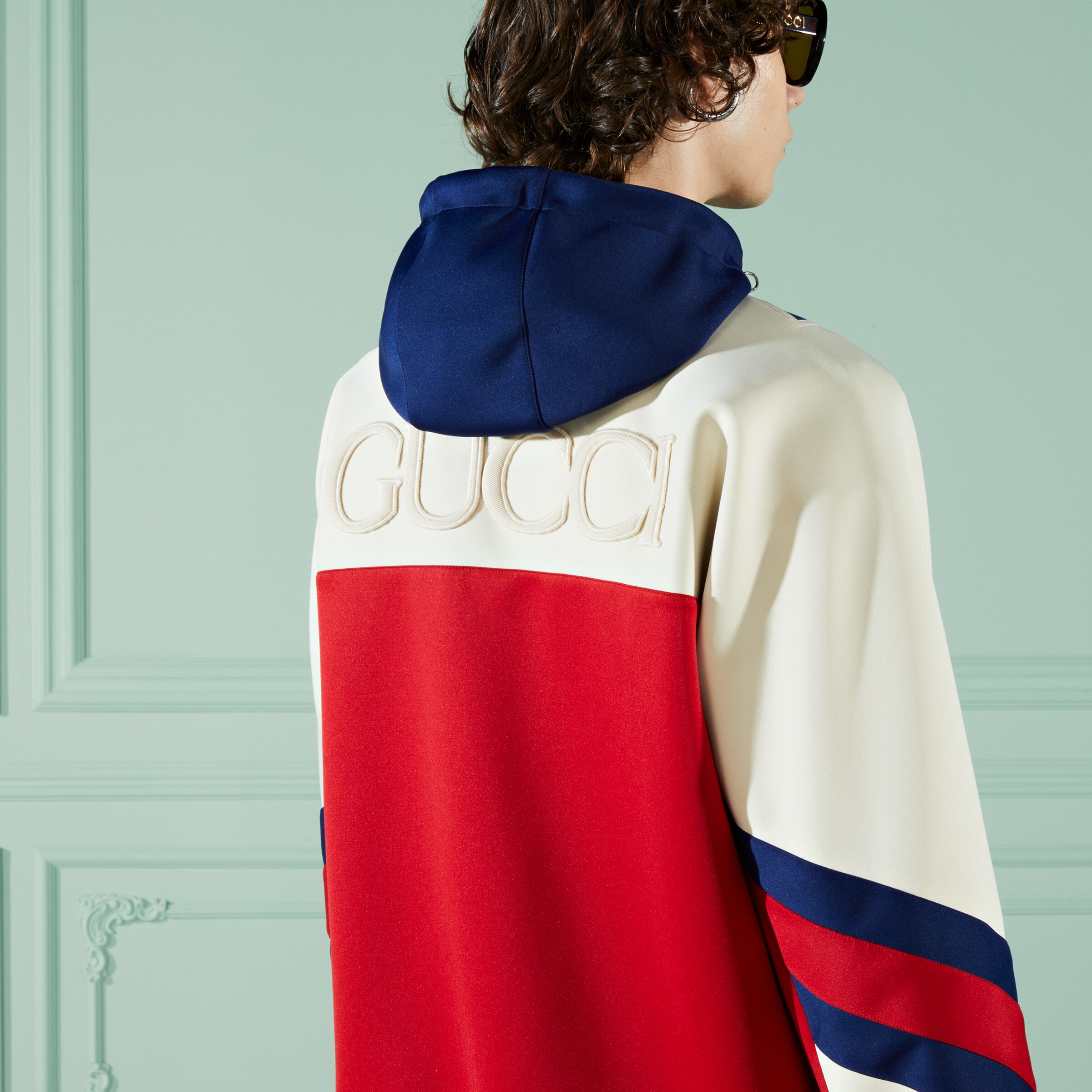Neoprene half-zip jacket with Web inred and ivory | GUCCI® MX