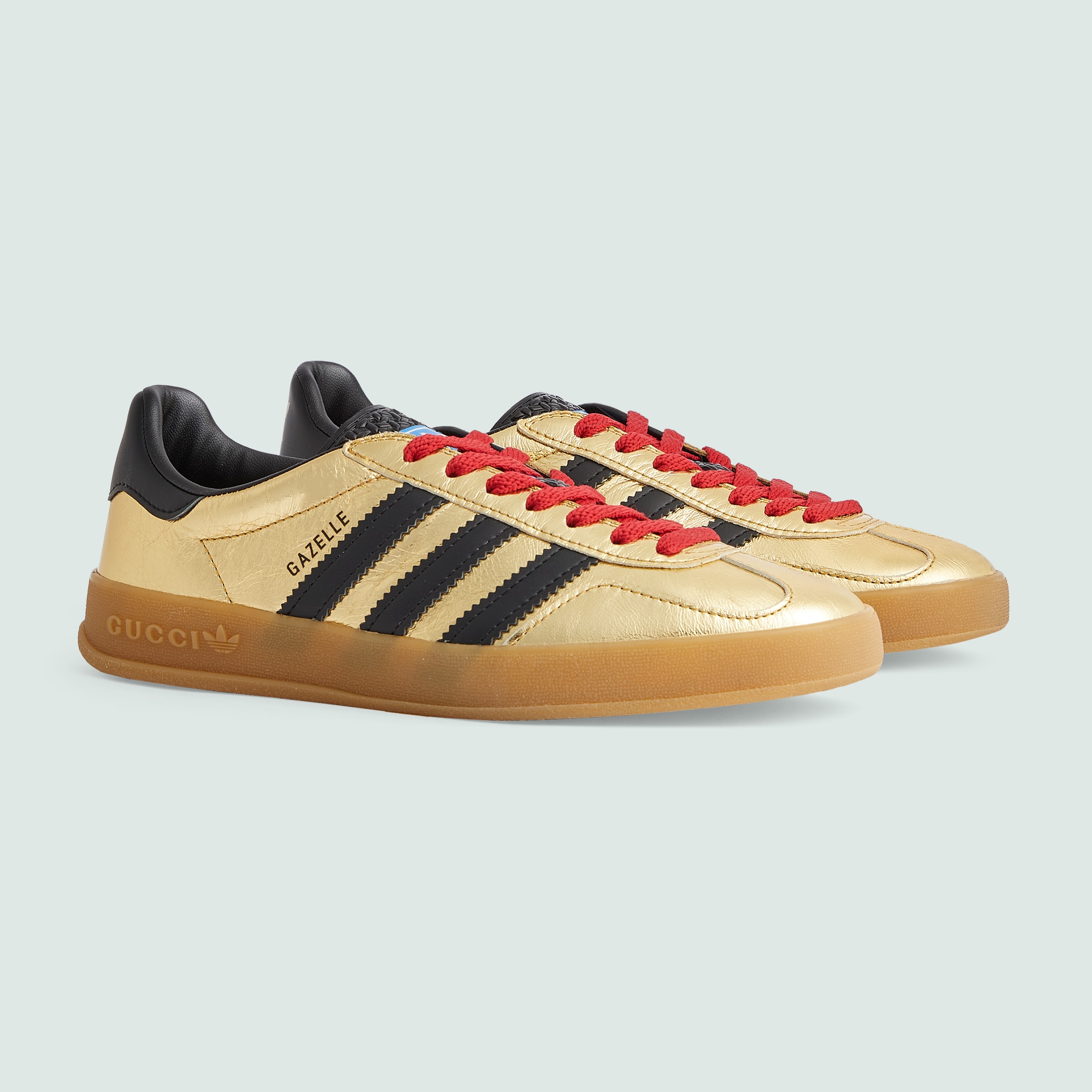 adidas x Gucci women's Gazelle sneaker in metallic gold leather | GUCCI® NO
