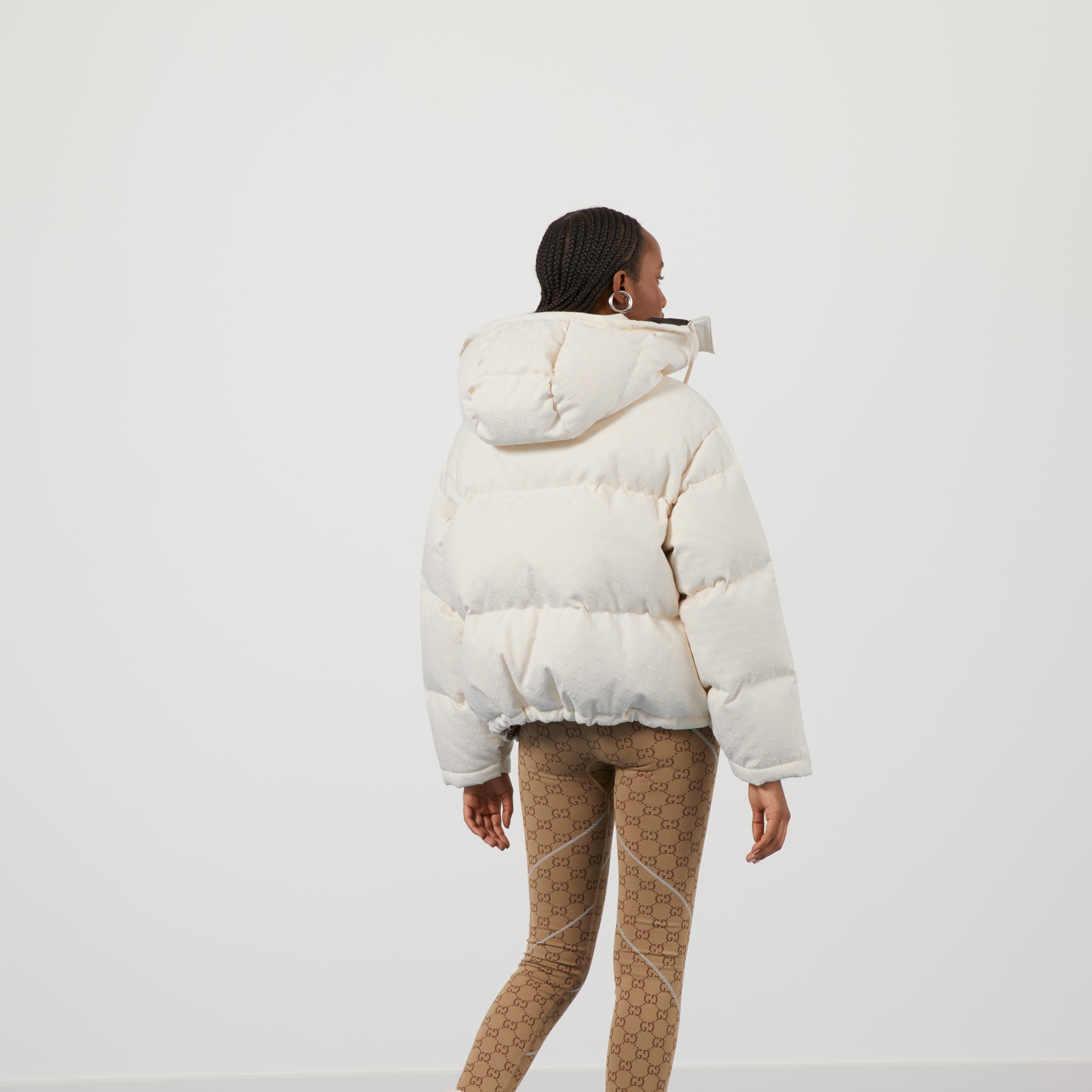 GG cotton canvas puffer jacket in off white | GUCCI® US
