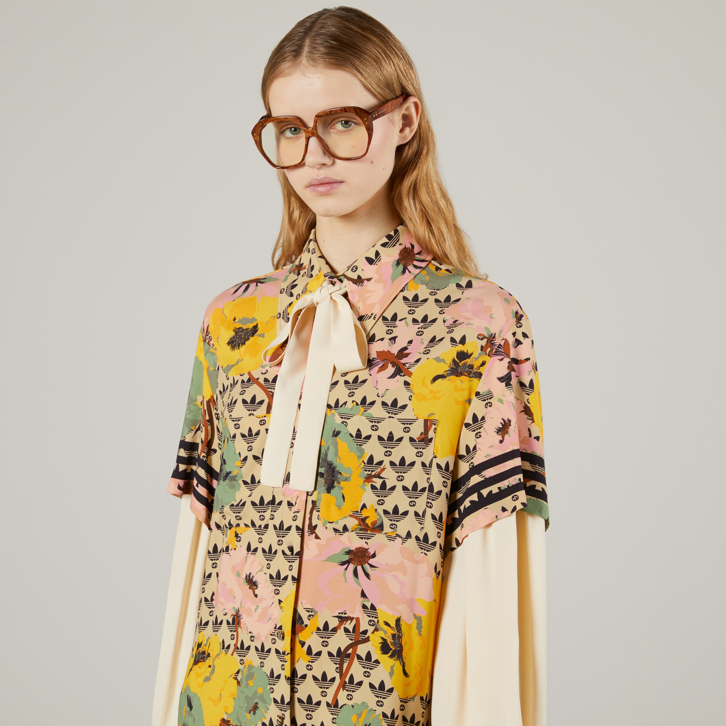 adidas x Gucci GG Trefoil poppies shirt in yellow | GUCCI® US