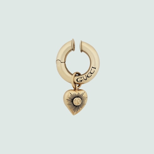 Single earcuff with heart in yellow gold-toned metal | GUCCI® UK