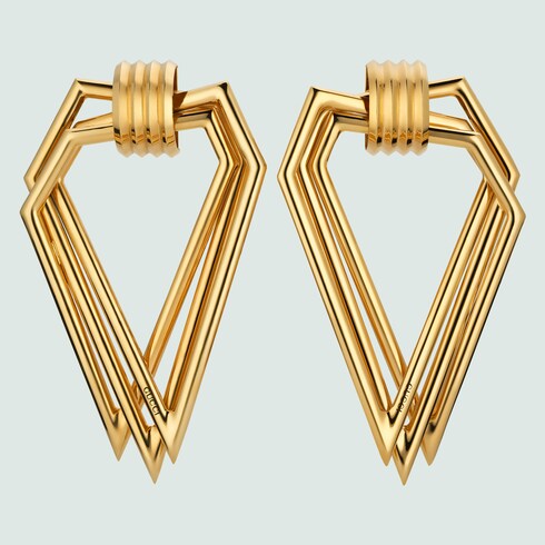 Multi-triangle shape earrings in yellow gold-toned metal | GUCCI® US