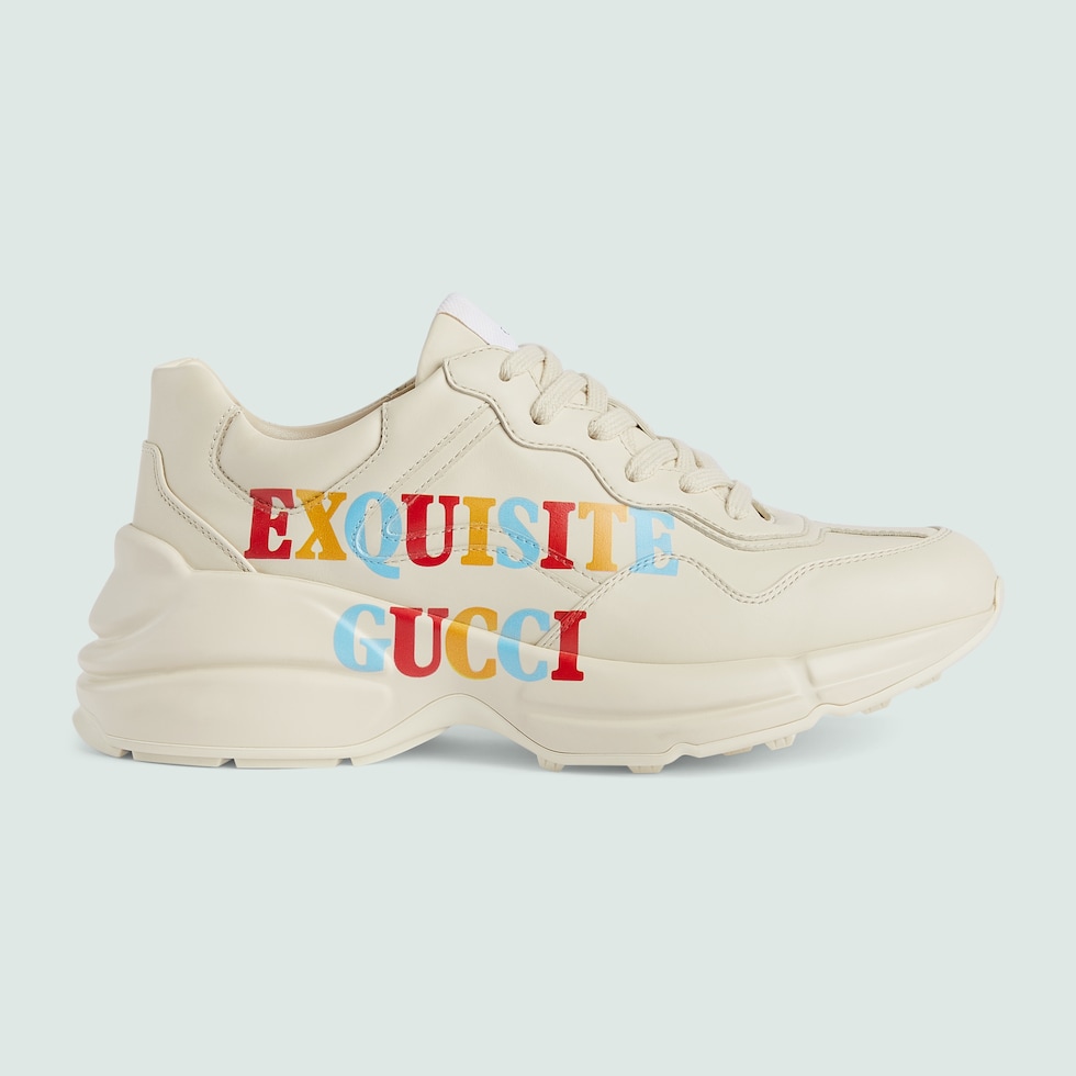 Women's Rhyton Exquisite Gucci sneaker in ivory leather | GUCCI® AE