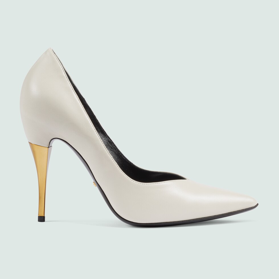 KW ®غوتشي |‎Women's high heel pump in white leather