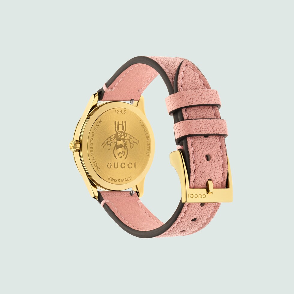 G-Timeless watch with bee, 29 mm in light pink lambskin | GUCCI® NL