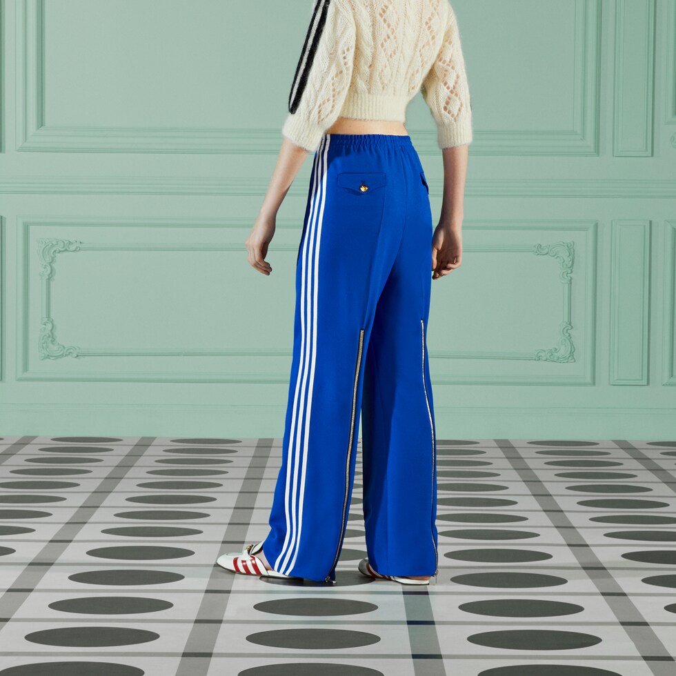 adidas x Gucci fluid drill trouser in royal blue | GUCCI® AE