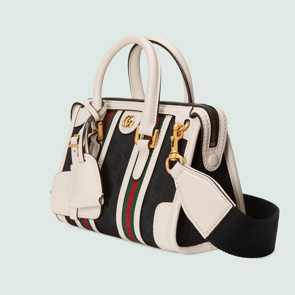 Gucci Bauletto mini top handle bag in black GG canvas | GUCCI® NO