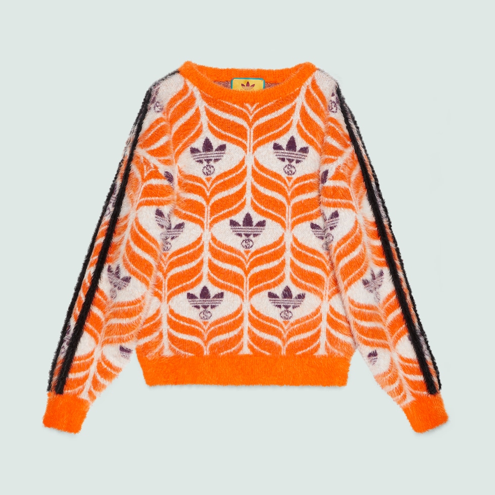 adidas x Gucci GG Trefoil sweater in orange and ivory | GUCCI® AE
