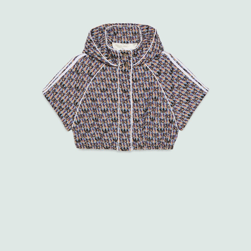 adidas x Gucci GG Trefoil cropped vest in blue and white | GUCCI® UK