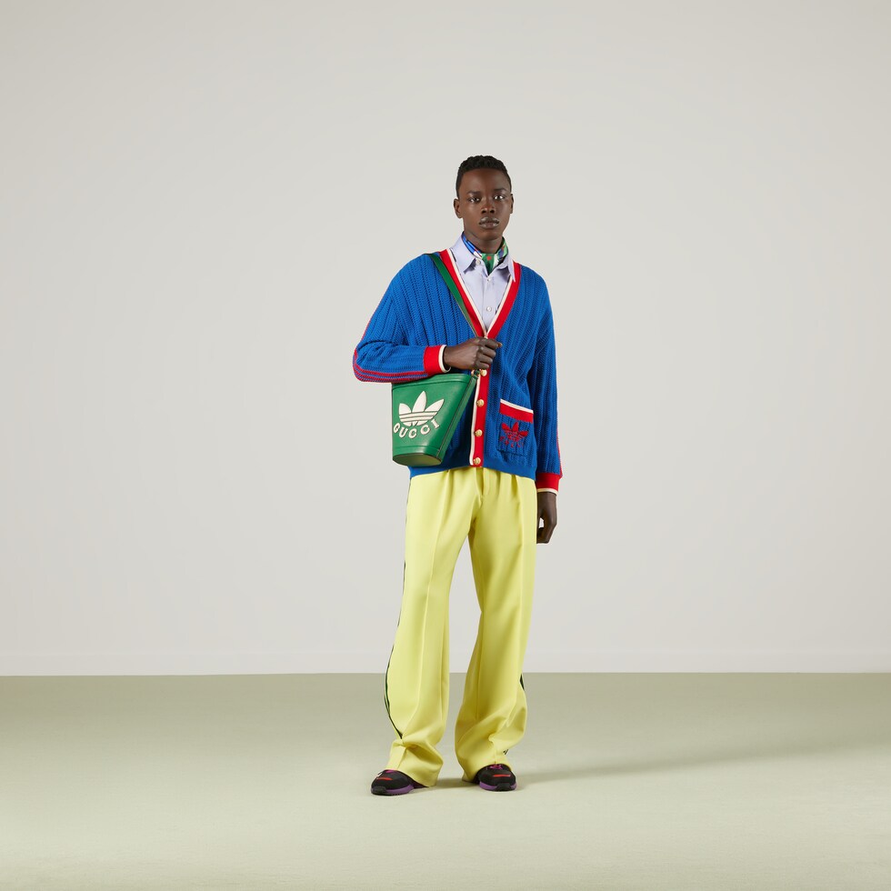 adidas x Gucci stitch cotton cardigan in blue | GUCCI® AE