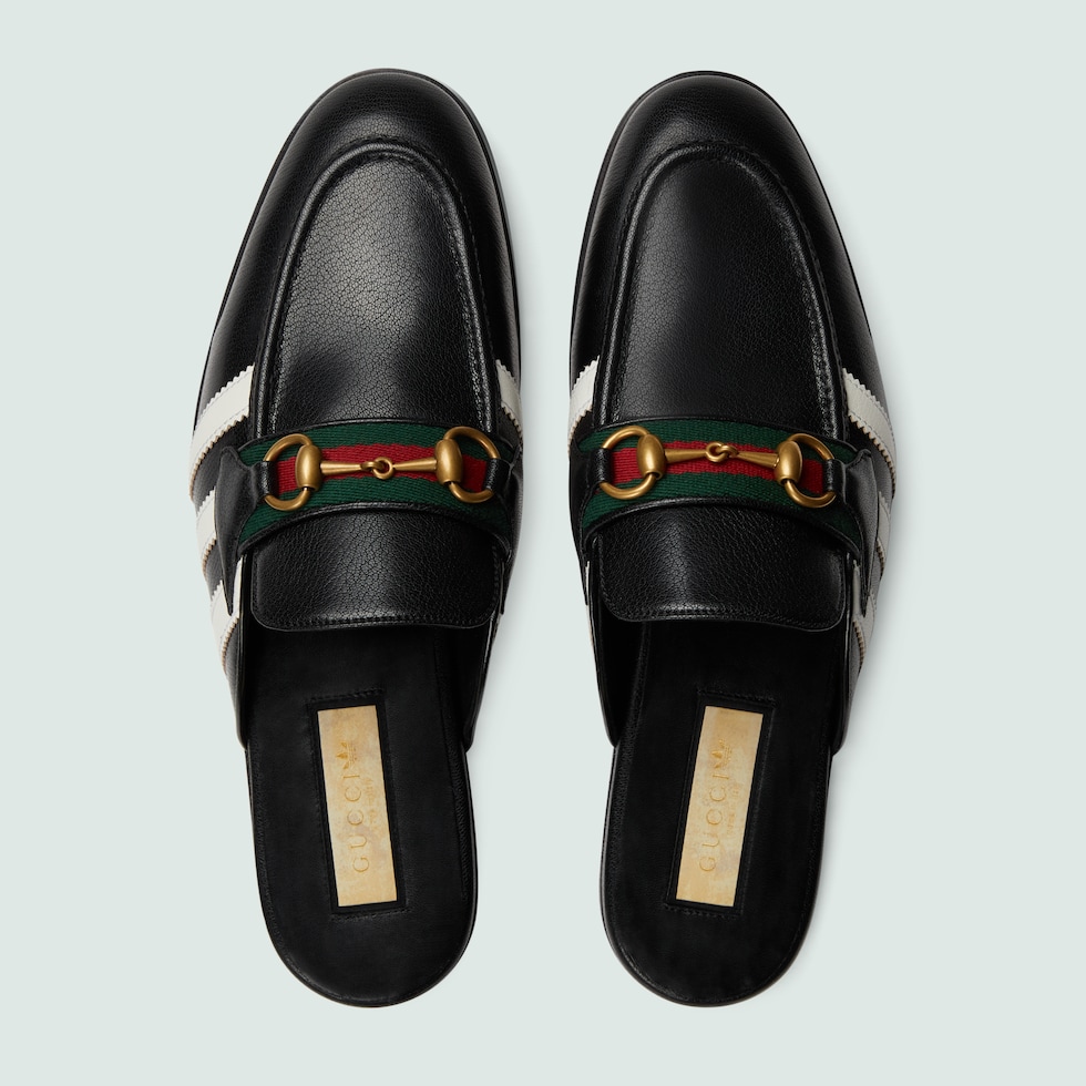 adidas x Gucci men's slipper with Horsebit in black leather | GUCCI® AE