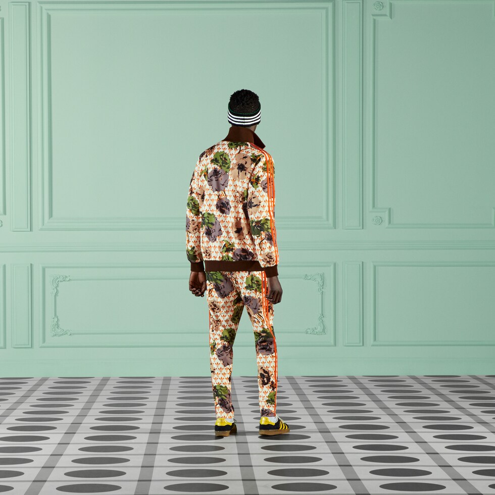 adidas x Gucci technical jersey zip jacket in ivory and orange | GUCCI® SG