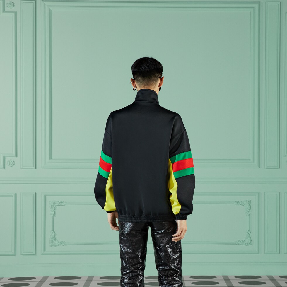 Light neoprane jacket with Web in black | GUCCI® SG