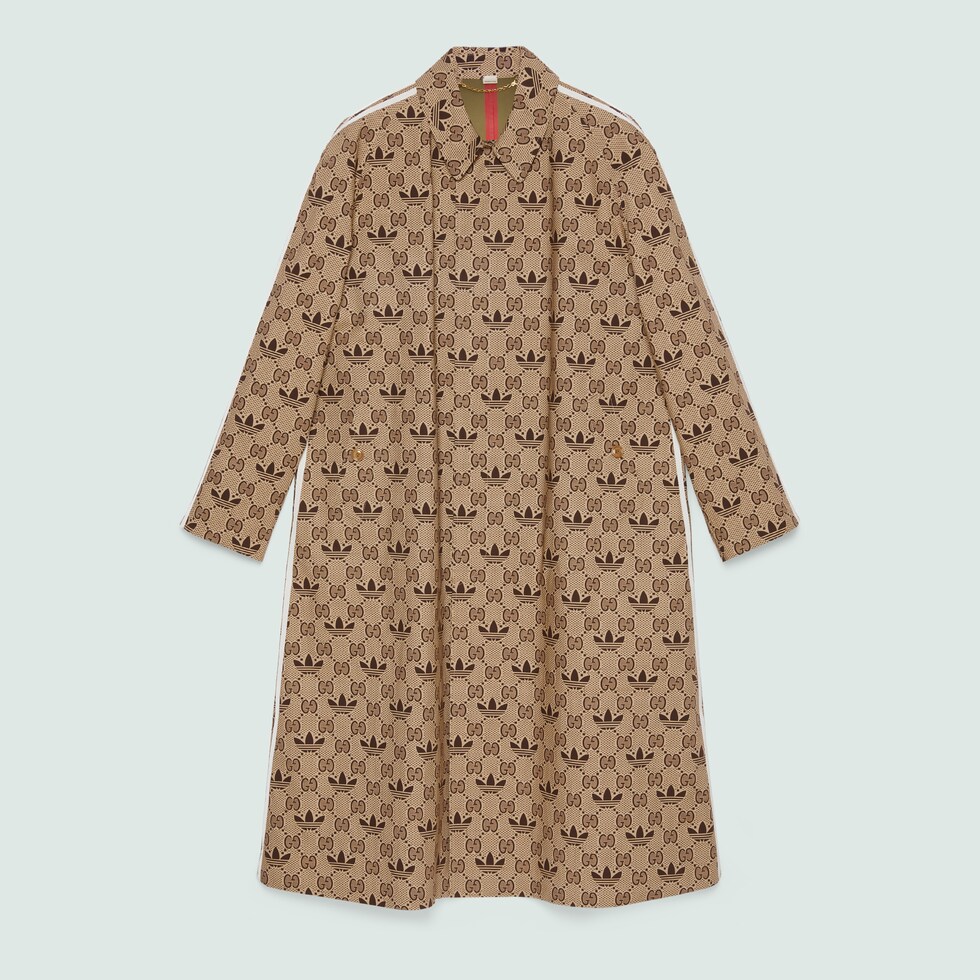 adidas x Gucci GG Trefoil cotton coat in beige and ebony | GUCCI® CZ