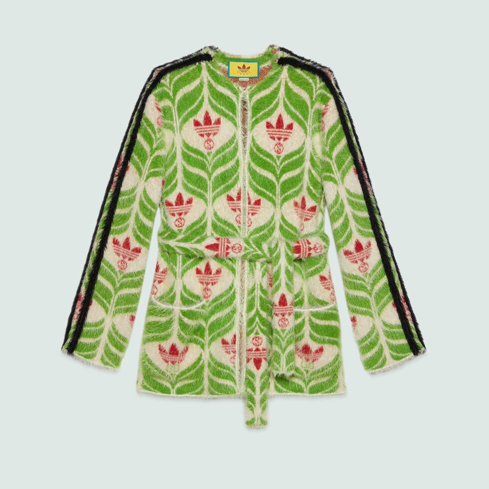 adidas x Gucci GG Trefoil cardigan in green and red | GUCCI® SG