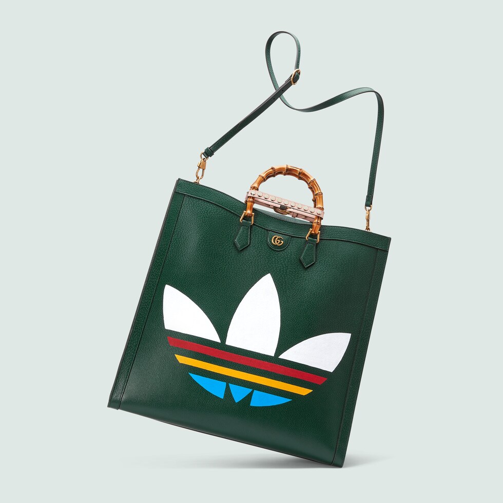Maxi cabas adidas x Gucci Diana en cuir vert foncé | GUCCI® FR