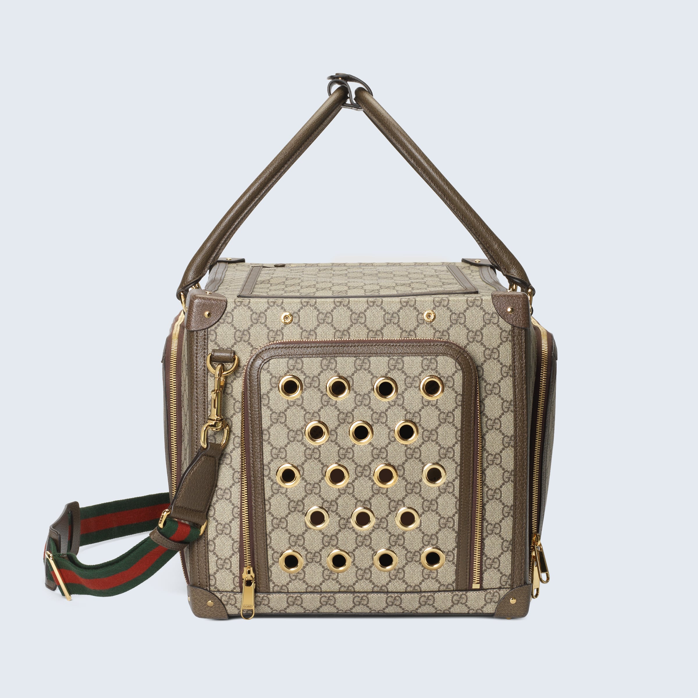 Pet carrier with Web in beige and ebony Supreme | GUCCI® US
