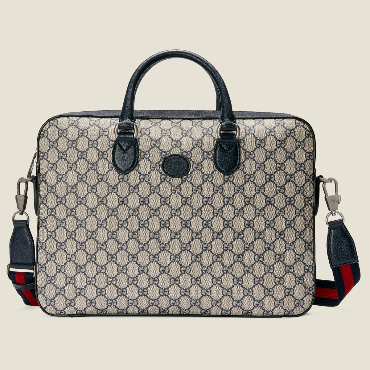 Business case with Interlocking G in beige and blue GG Supreme | GUCCI® MX
