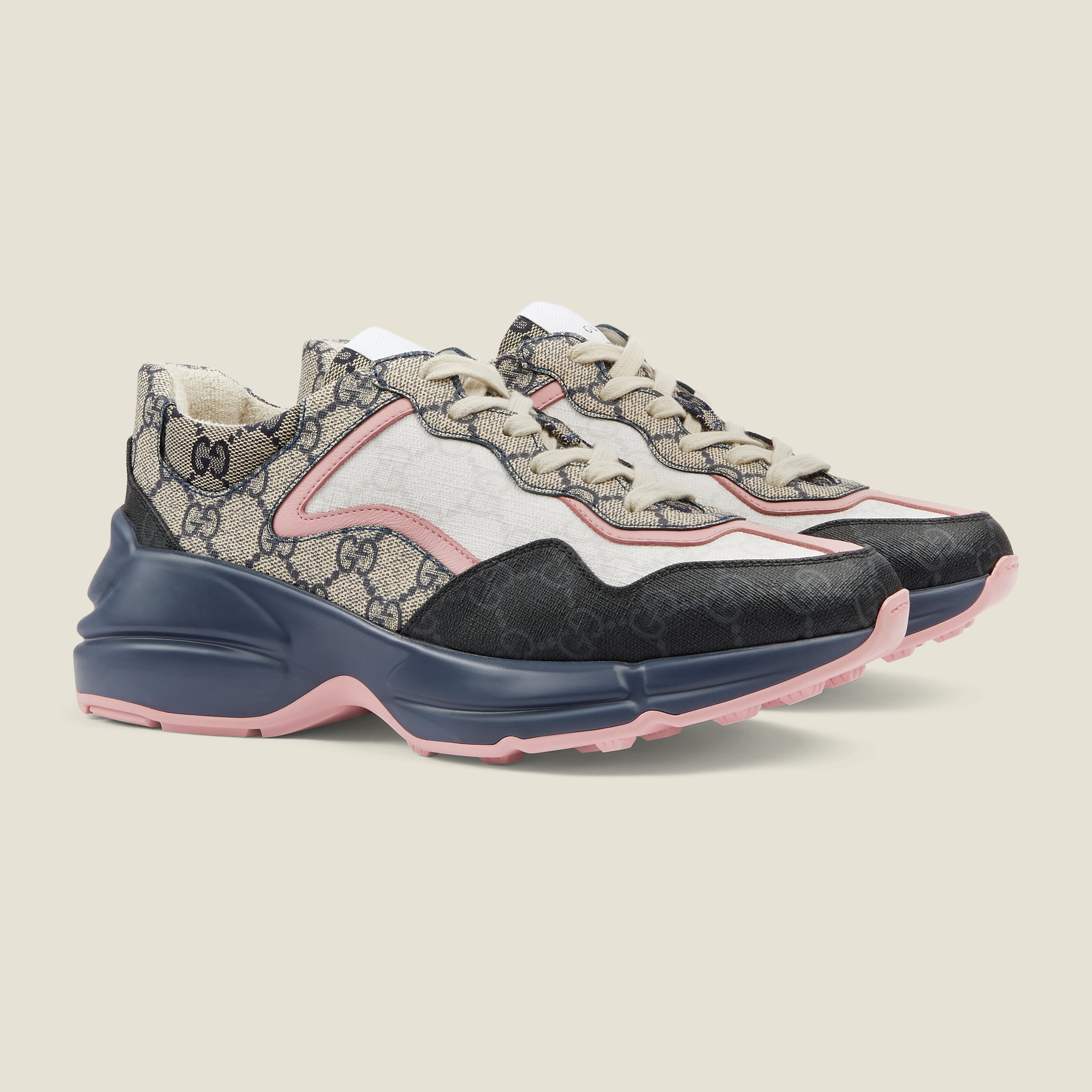 Women's GG Rhyton sneaker in beige and blue Supreme | GUCCI® US