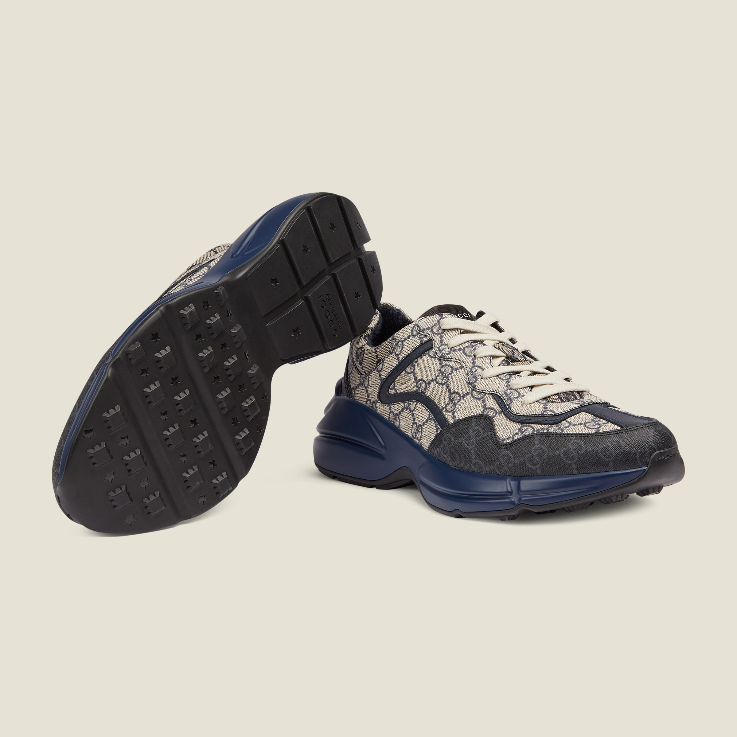 Men's GG Rhyton sneaker in beige and blue Supreme | GUCCI® US