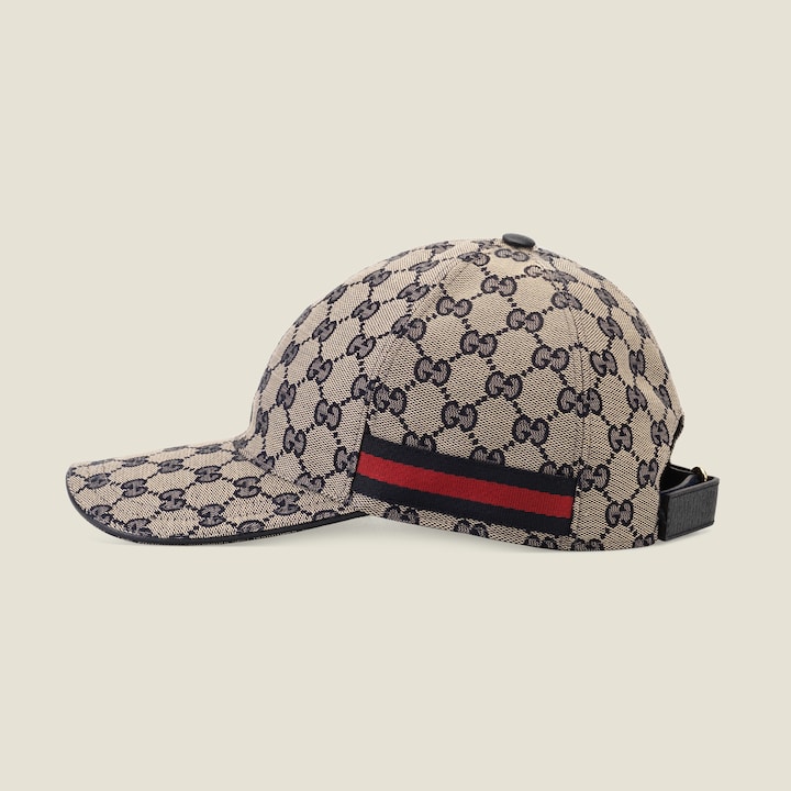 Casquette en toile Original GG avec bande Web en beige et bleu | GUCCI® FR