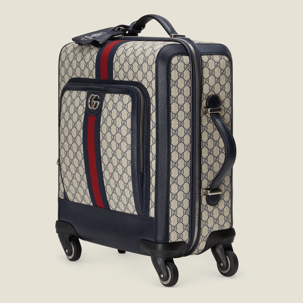 Gucci Savoy small cabin trolley in beige and blue GG Supreme | GUCCI® HU
