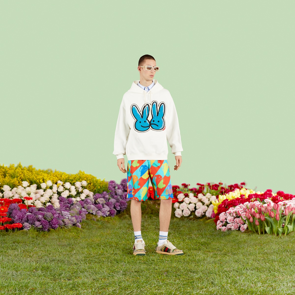 Gucci Lunar New Year Bunny Print Cotton Jersey Sweatshirt In White ...