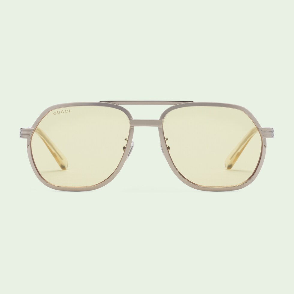 Navigator frame sunglasses in silver metal | GUCCI® UK