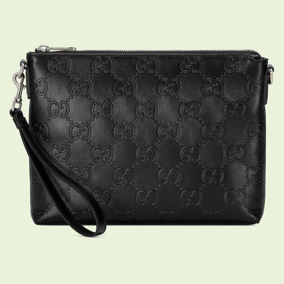 GG embossed medium messenger bag in black leather | GUCCI® NZ