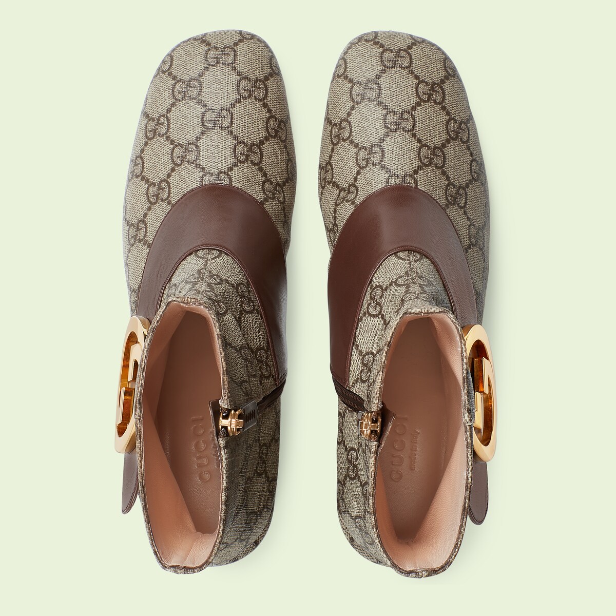 Botín Gucci Blondie para mujer en Supreme beige y ébano | GUCCI® ES