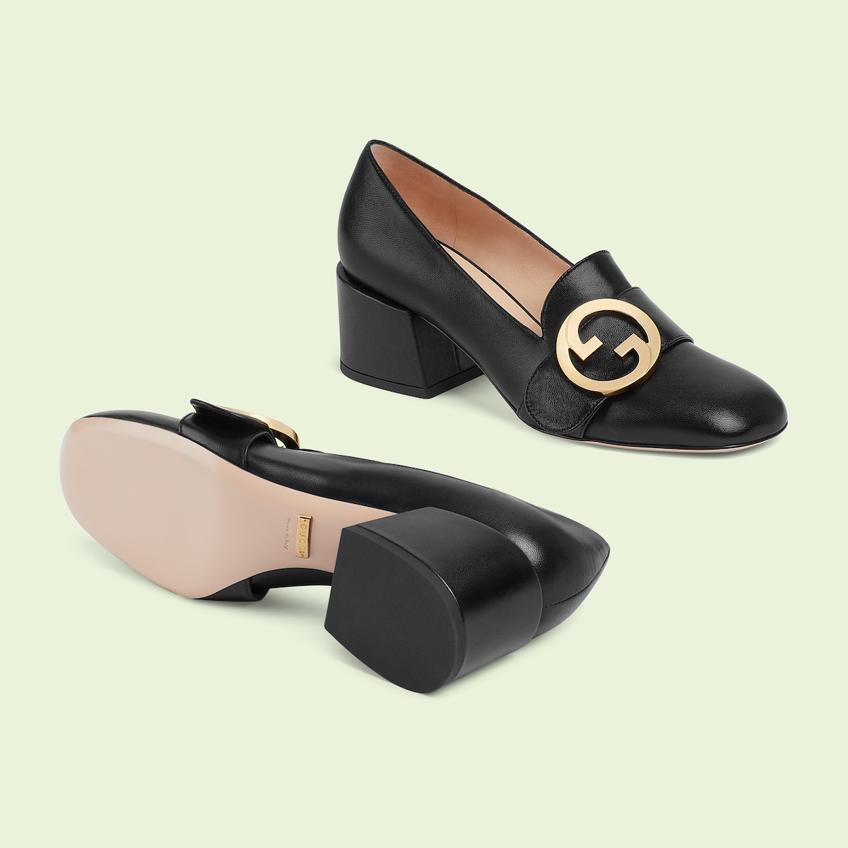Gucci Blondie women's mid-heel pump in black leather | GUCCI® Canada