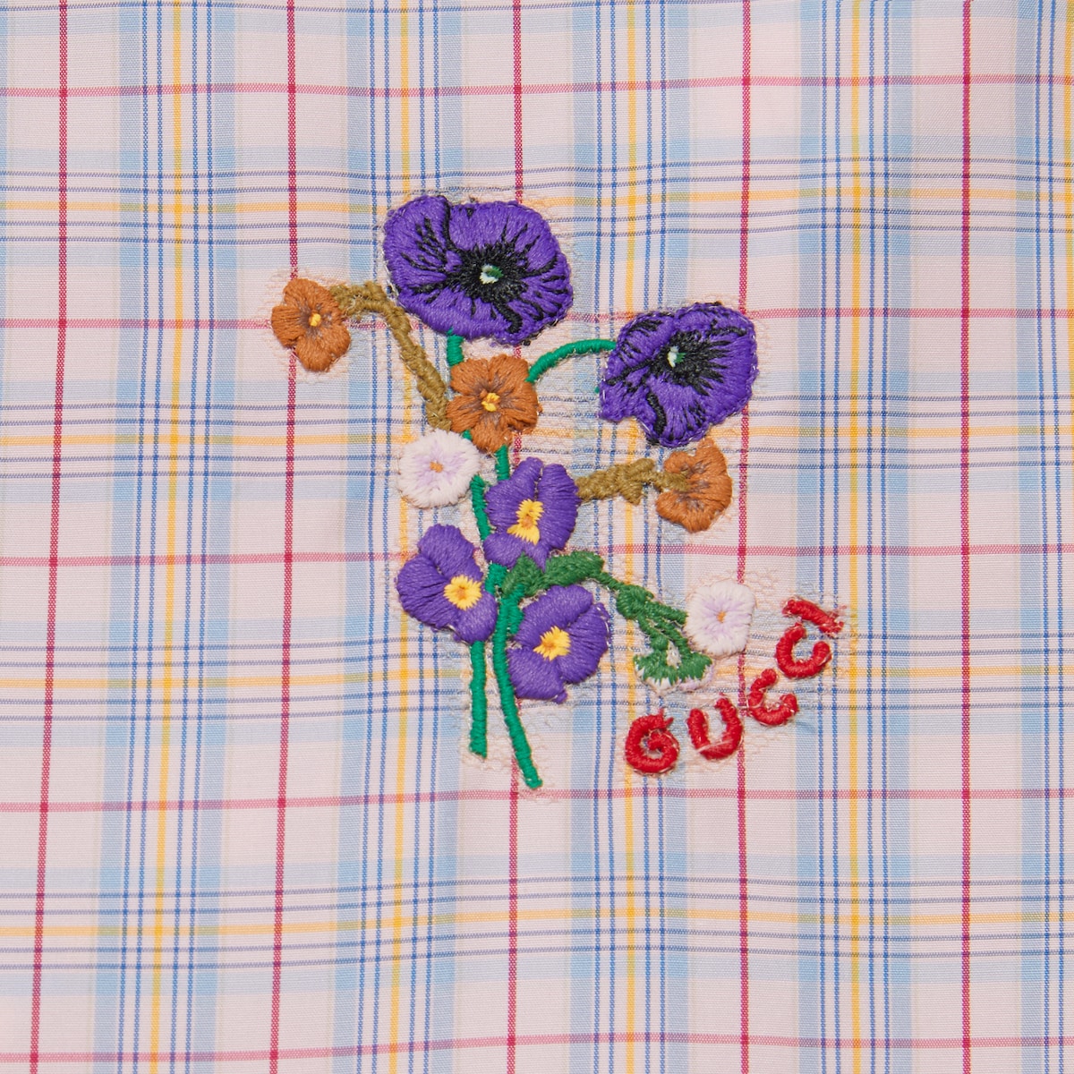 Gucci Lovelight cotton shirt with embroidery in pink and blue | GUCCI ...