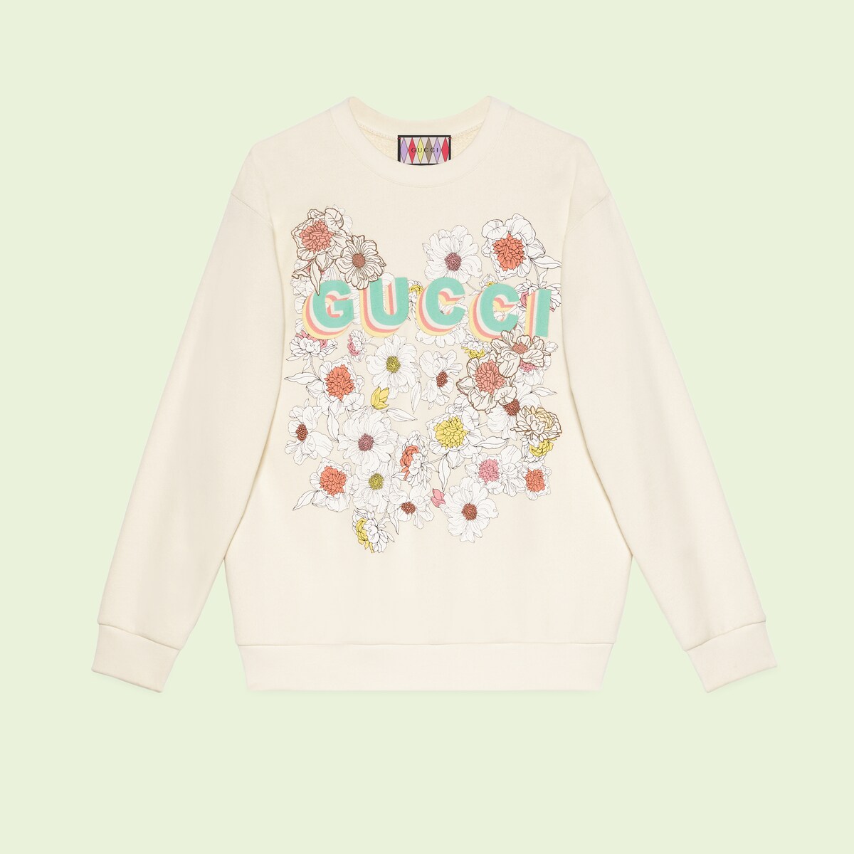 Gucci Lovelight cotton jumper with print in off-white | GUCCI® Australia