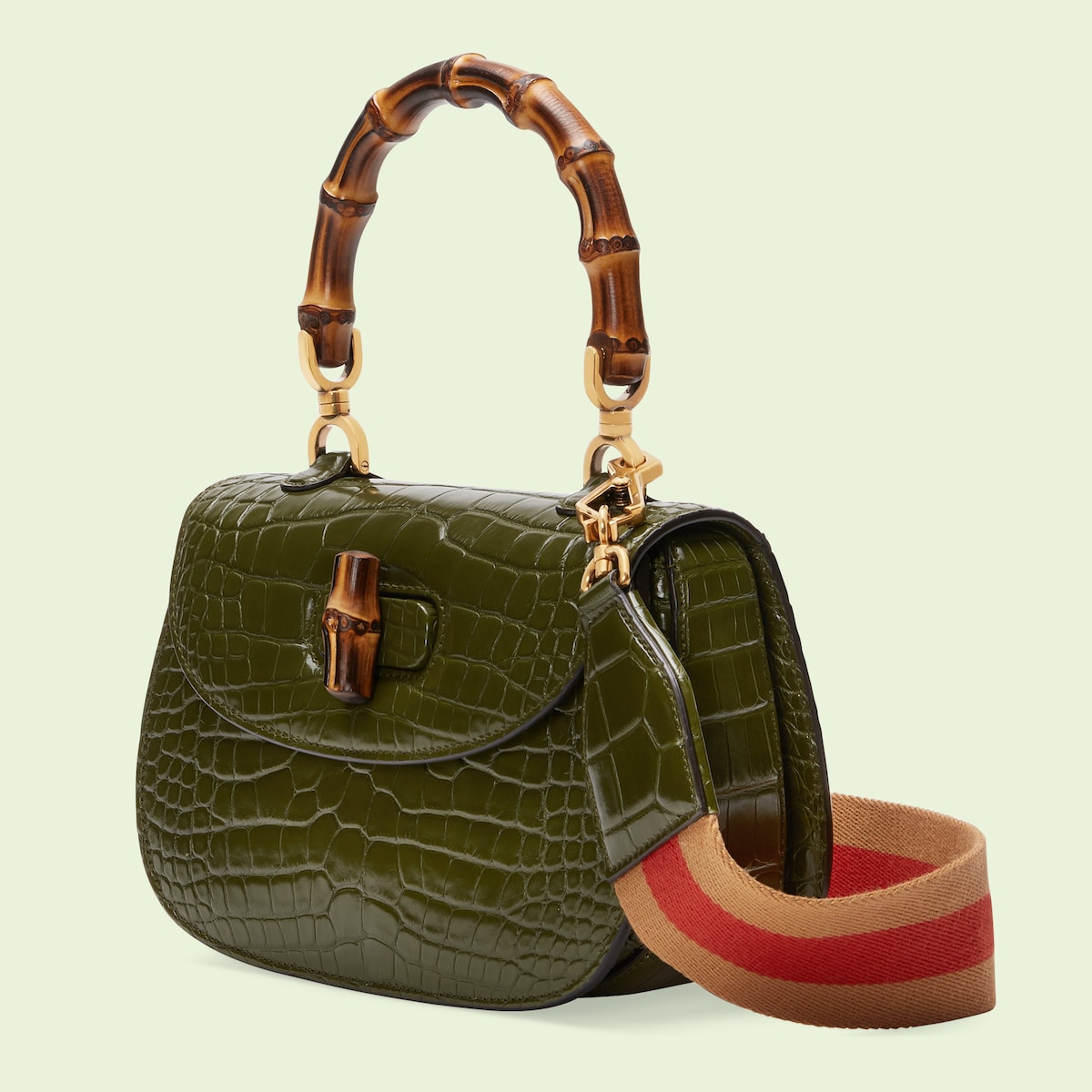 Gucci Bamboo 1947 crocodile bag in forest green | GUCCI® SE