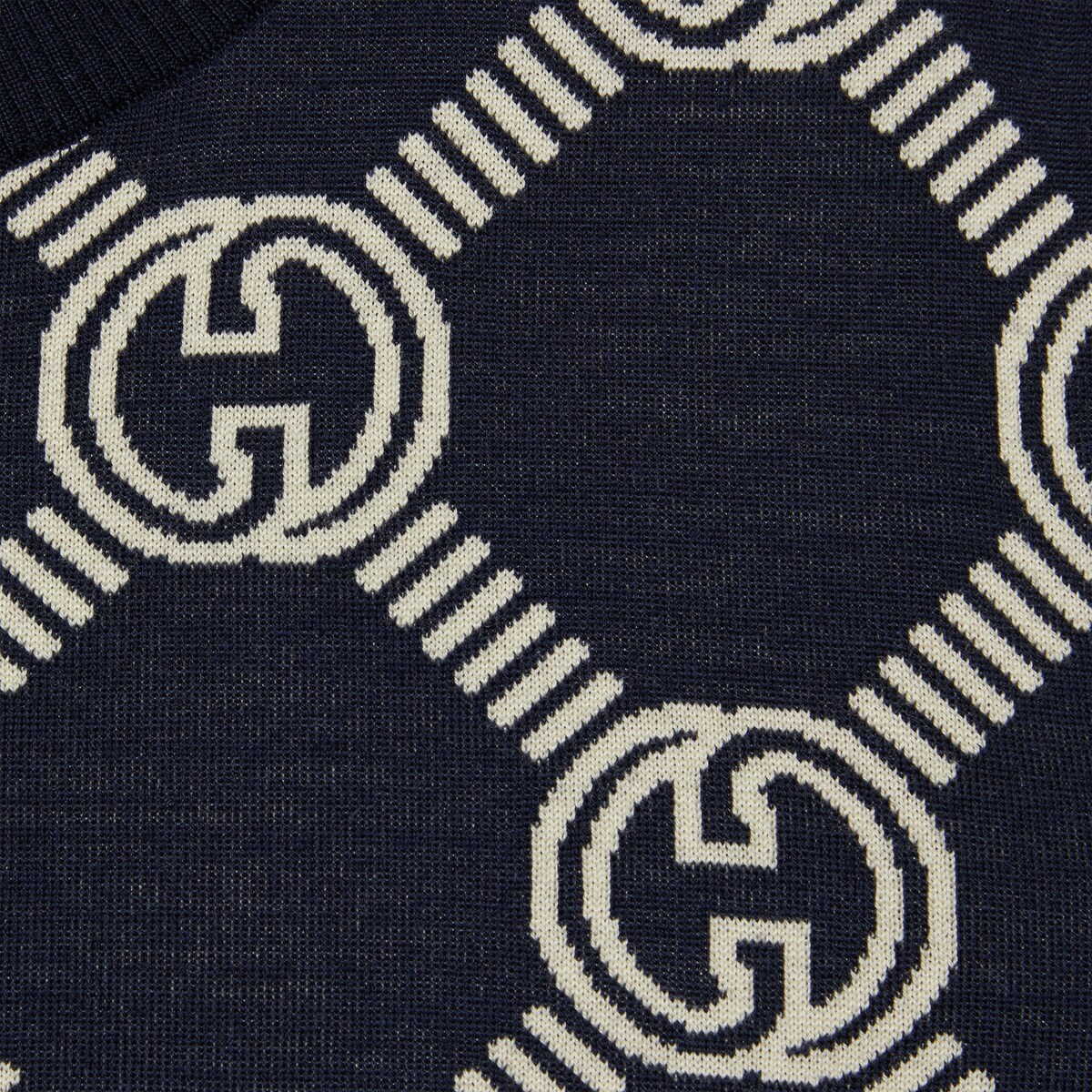 Maglia reversibile in lana GG jacquard in blu e avorio | GUCCI® Italia