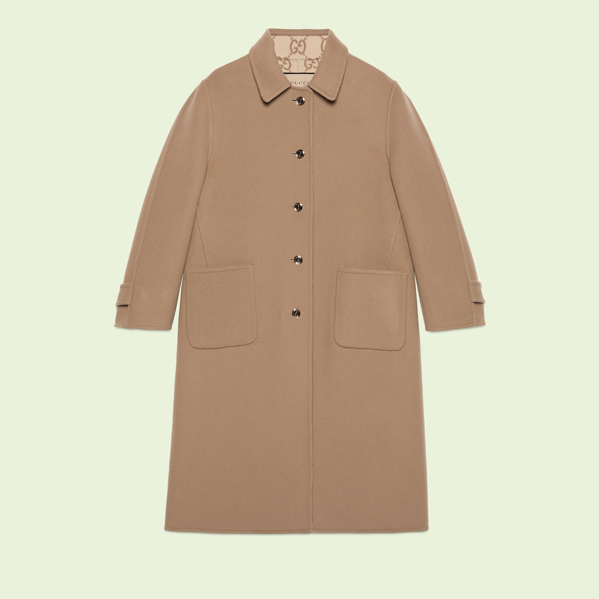 Cappotto in lana GG reversibile in cammello e marrone | GUCCI® Italia