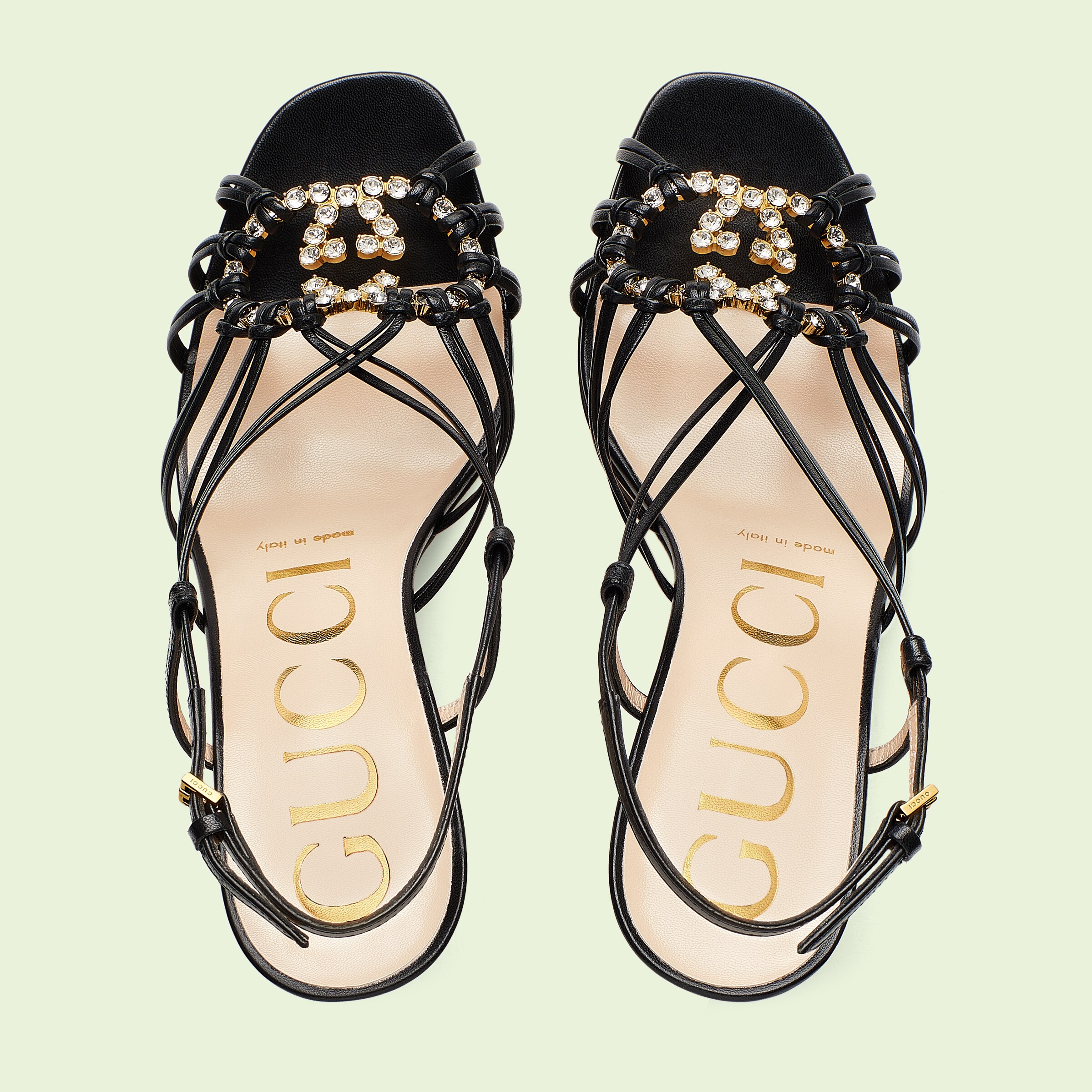 Women's sandal with Interlocking G in black leather | GUCCI® Australia