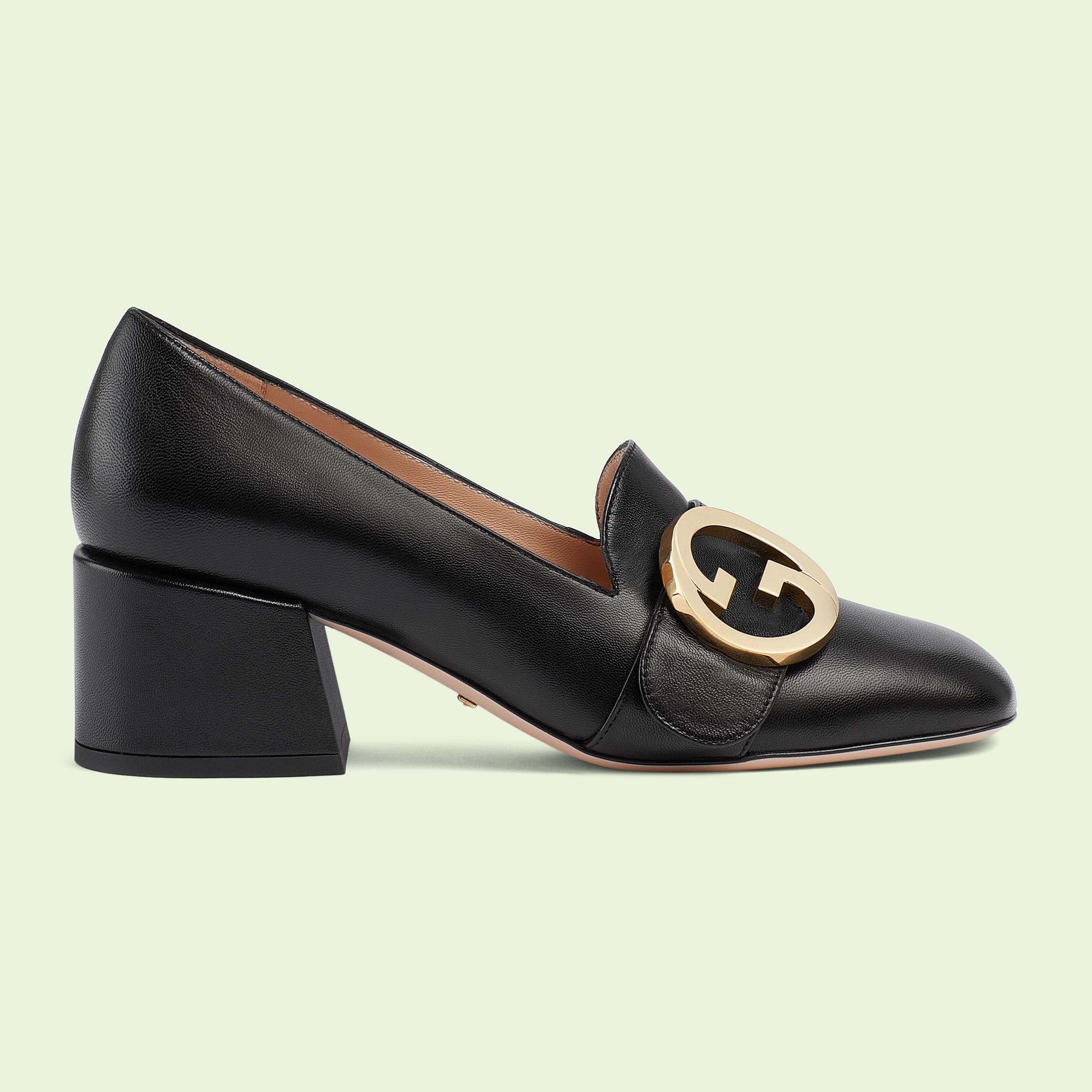 Escarpins Gucci Blondie à talon moyen pour femme en cuir noir | GUCCI® FR