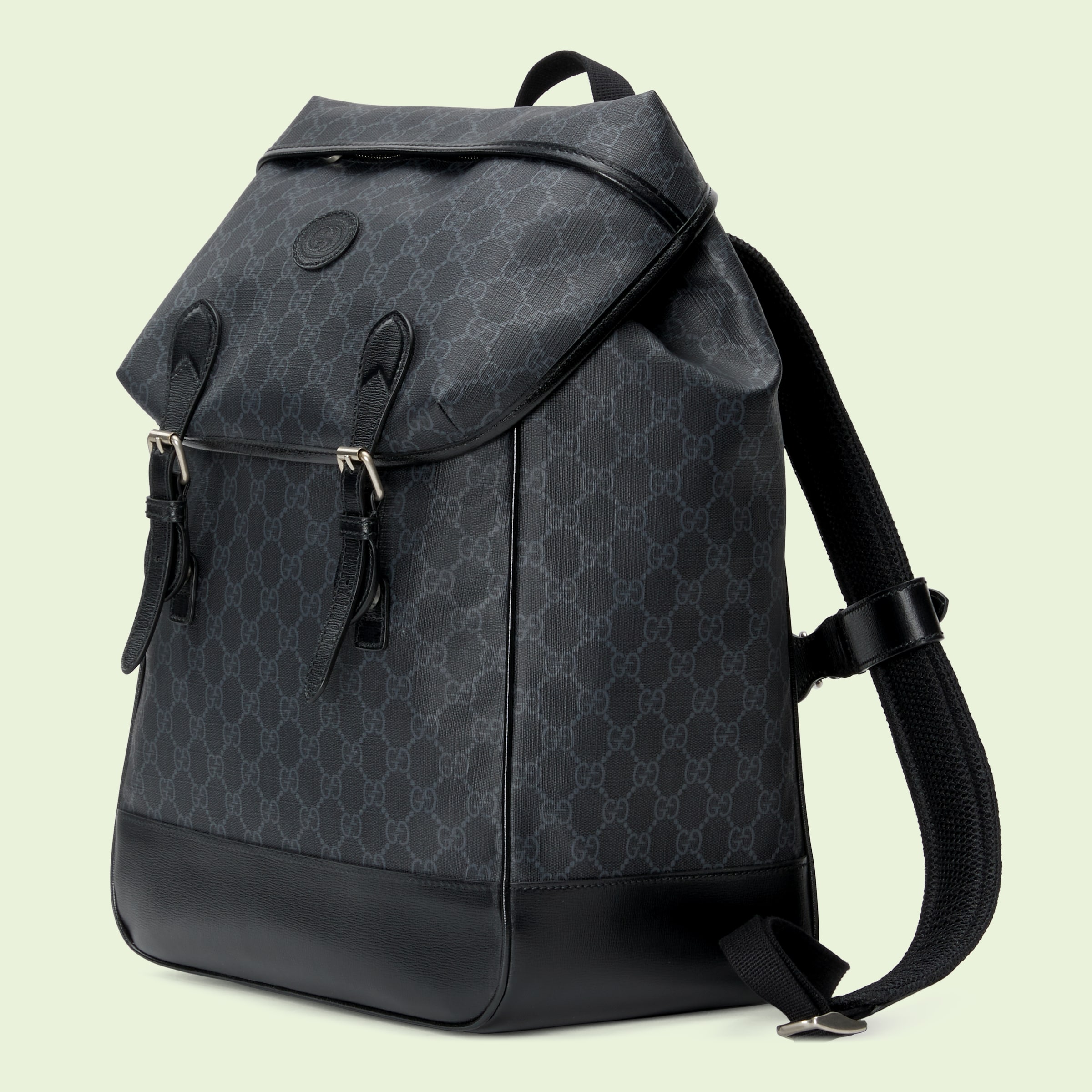 Medium backpack with Interlocking G in black GG Supreme | GUCCI® Canada