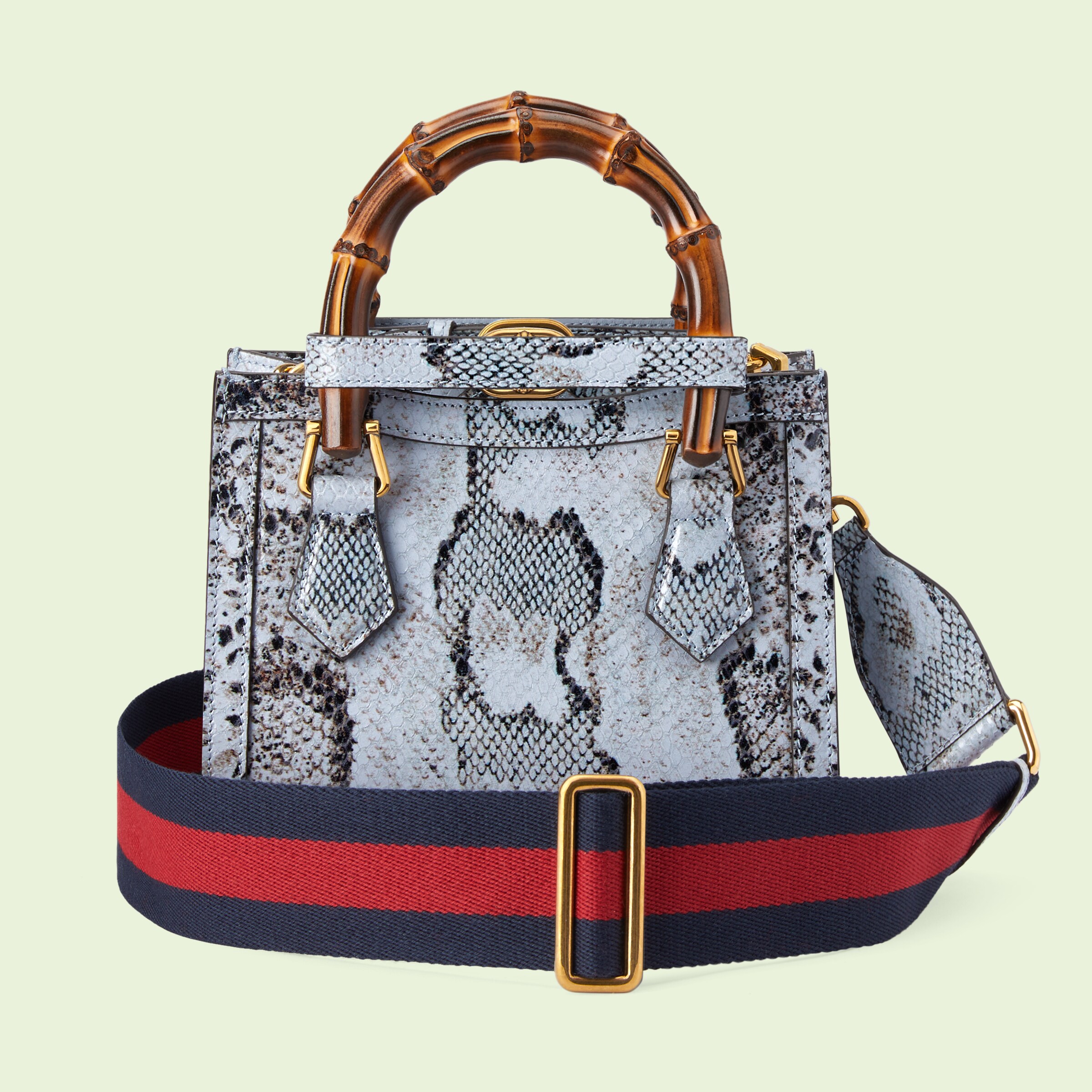 Gucci Diana mini python tote bag in light blue | GUCCI® GR